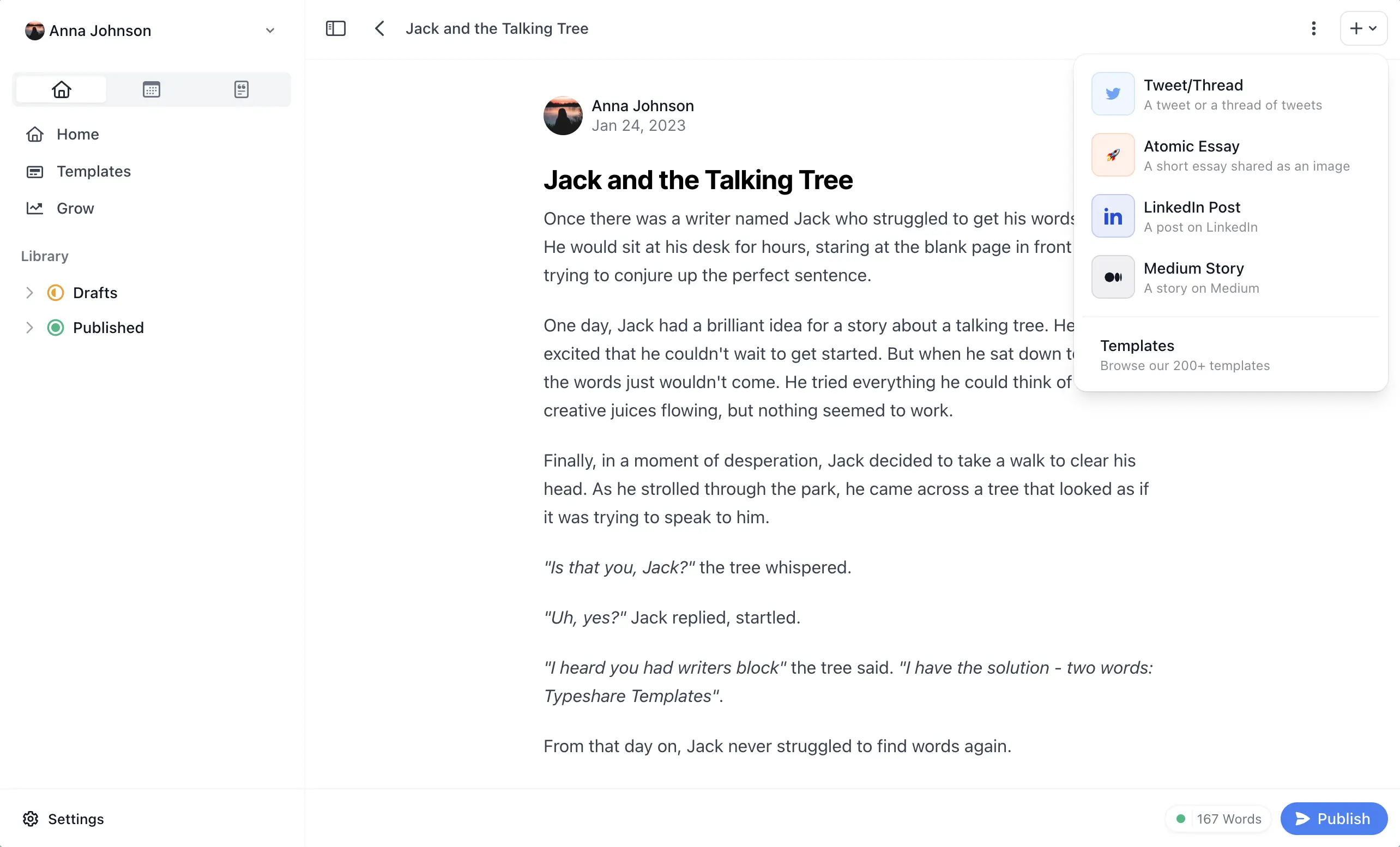 Typeshare | Everything you need to start writing online.