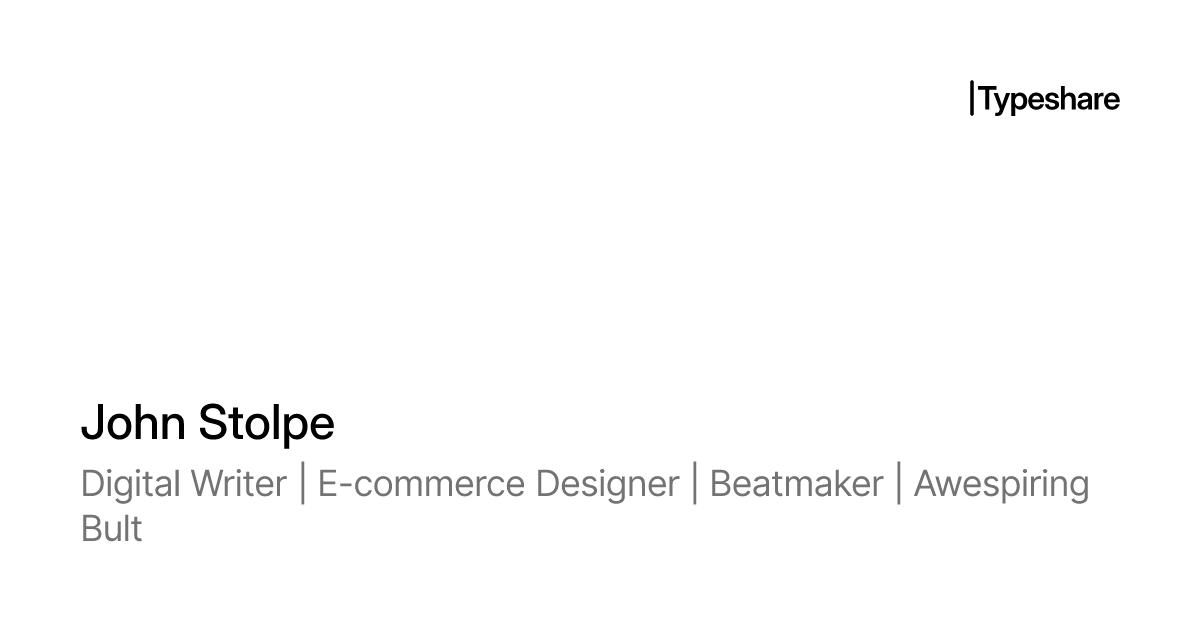 John Stolpe | Typeshare